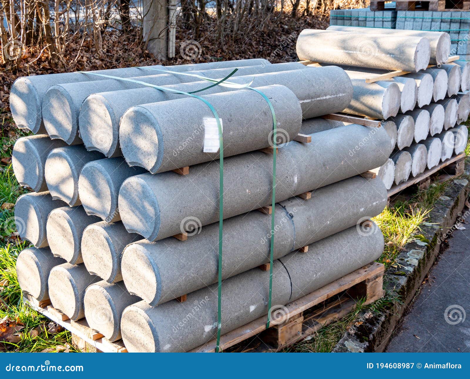 Concrete Palisades Building Material for Path Construction Stock Image ...