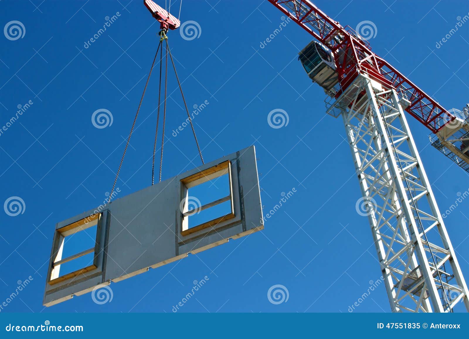 Concrete panel with crane stock image. Image of construction - 47551835
