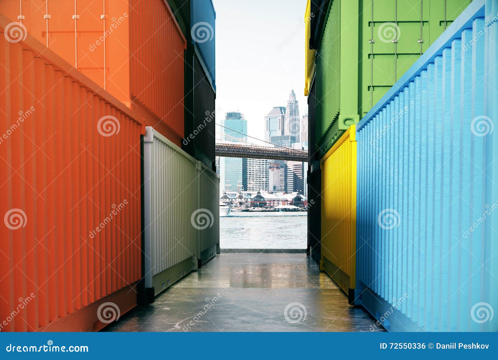 Concrete Path between Cargo Stock Illustration - Illustration of ...