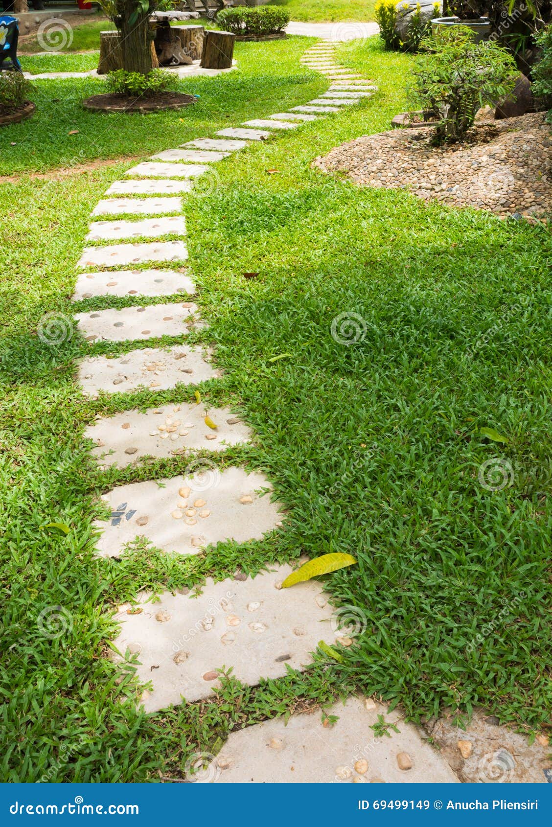 Concrete Path on Green Grass Stock Image - Image of abstract, design ...