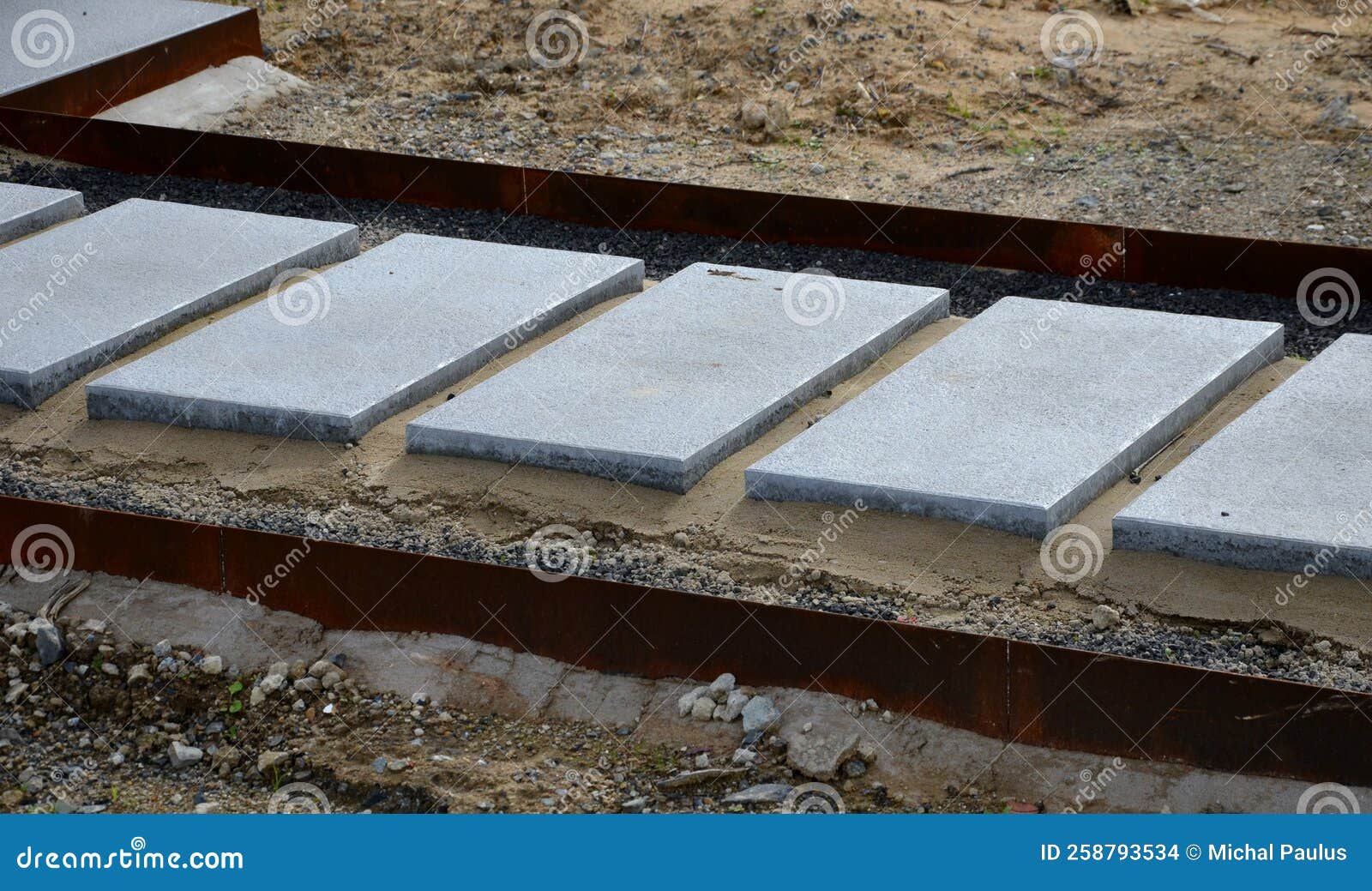 Concrete Path Lawn Pedal Rectangular Shape in Regular Grid Routed Stock ...