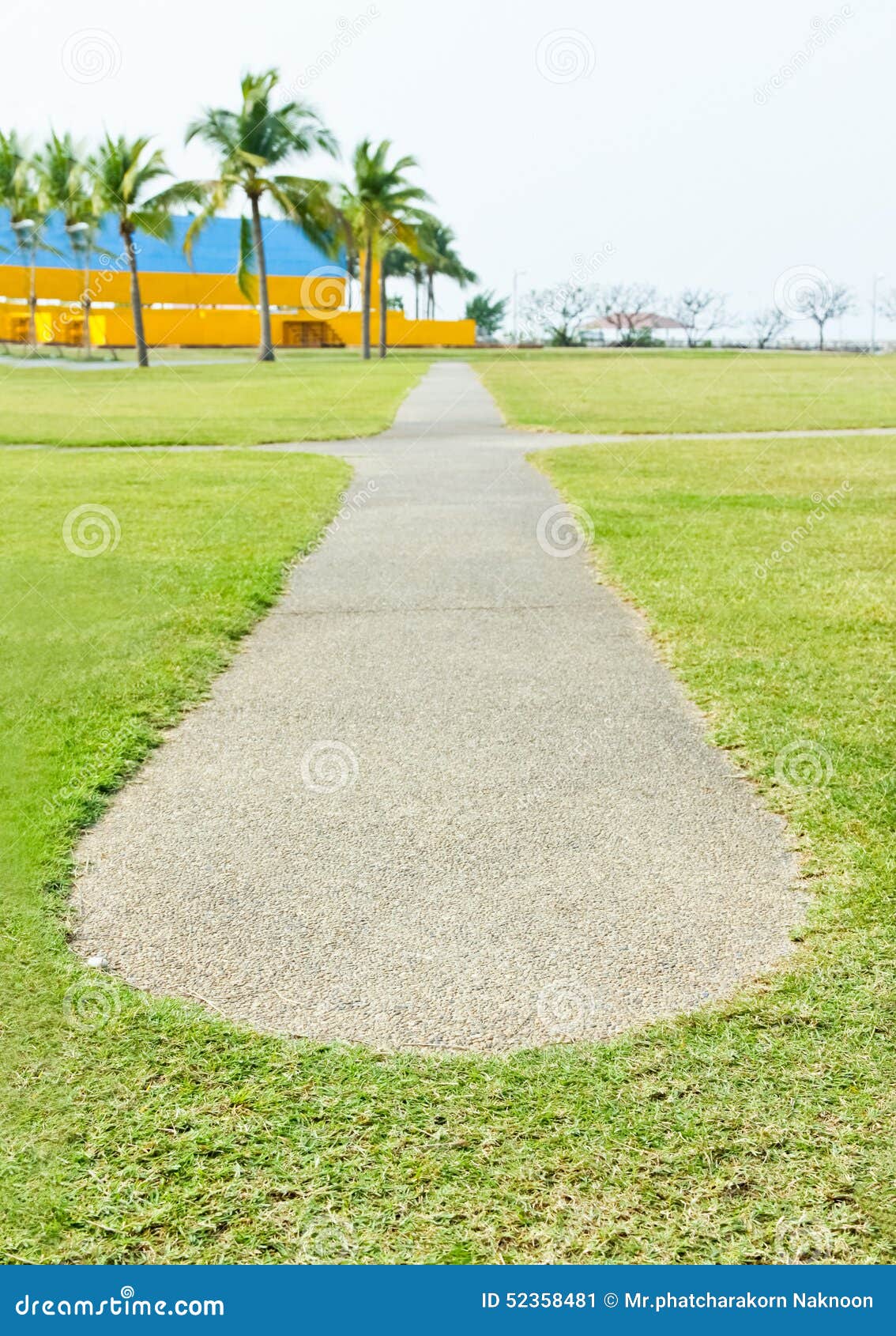 Concrete Pathway and Green Grass at Park Stock Image - Image of ...
