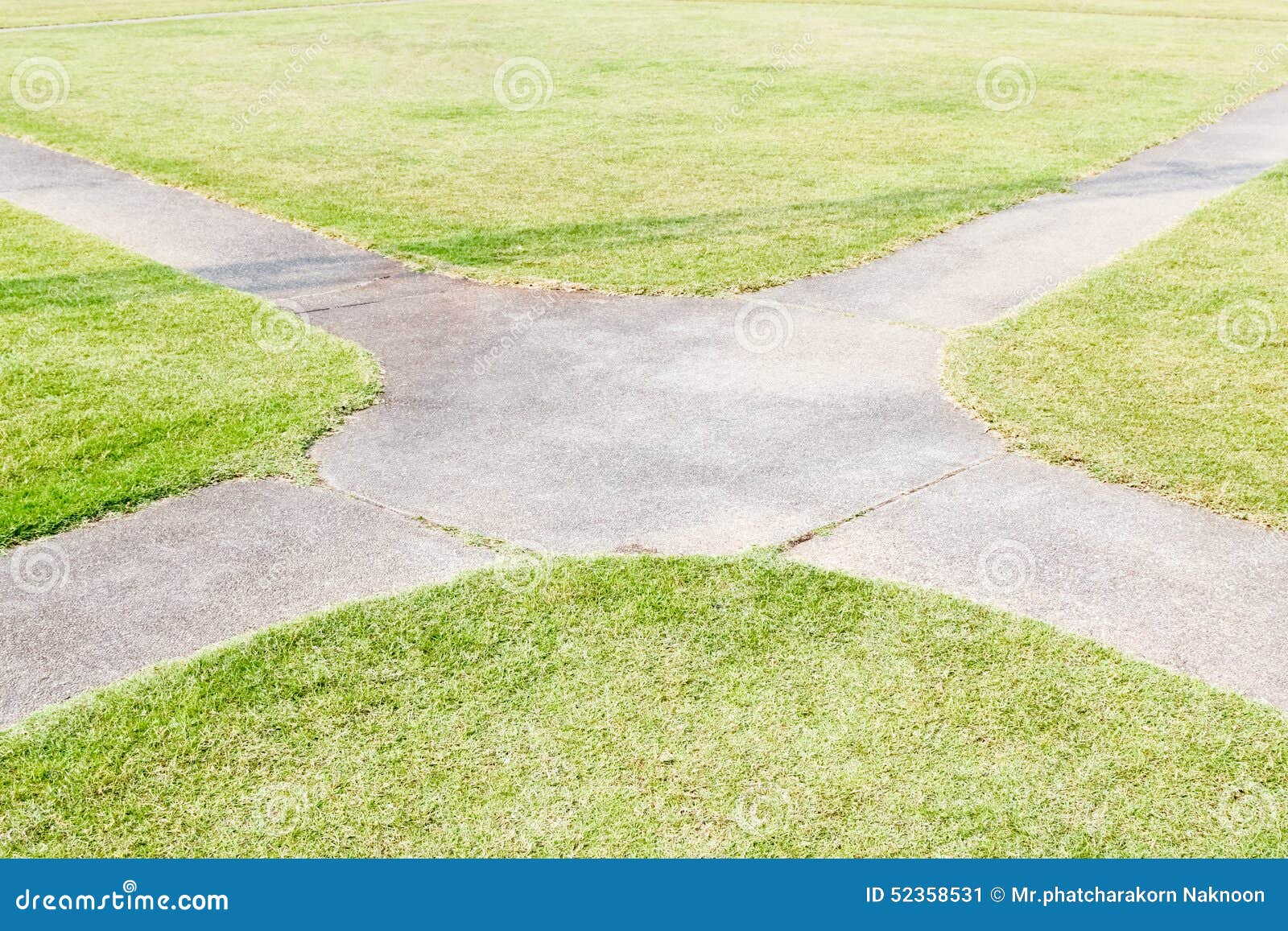 Concrete Pathway and Green Grass at Park Stock Image - Image of ...