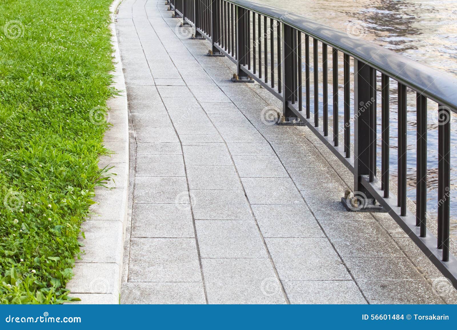 Concrete Pathway and Metal Fence Stock Photo - Image of outdoor ...