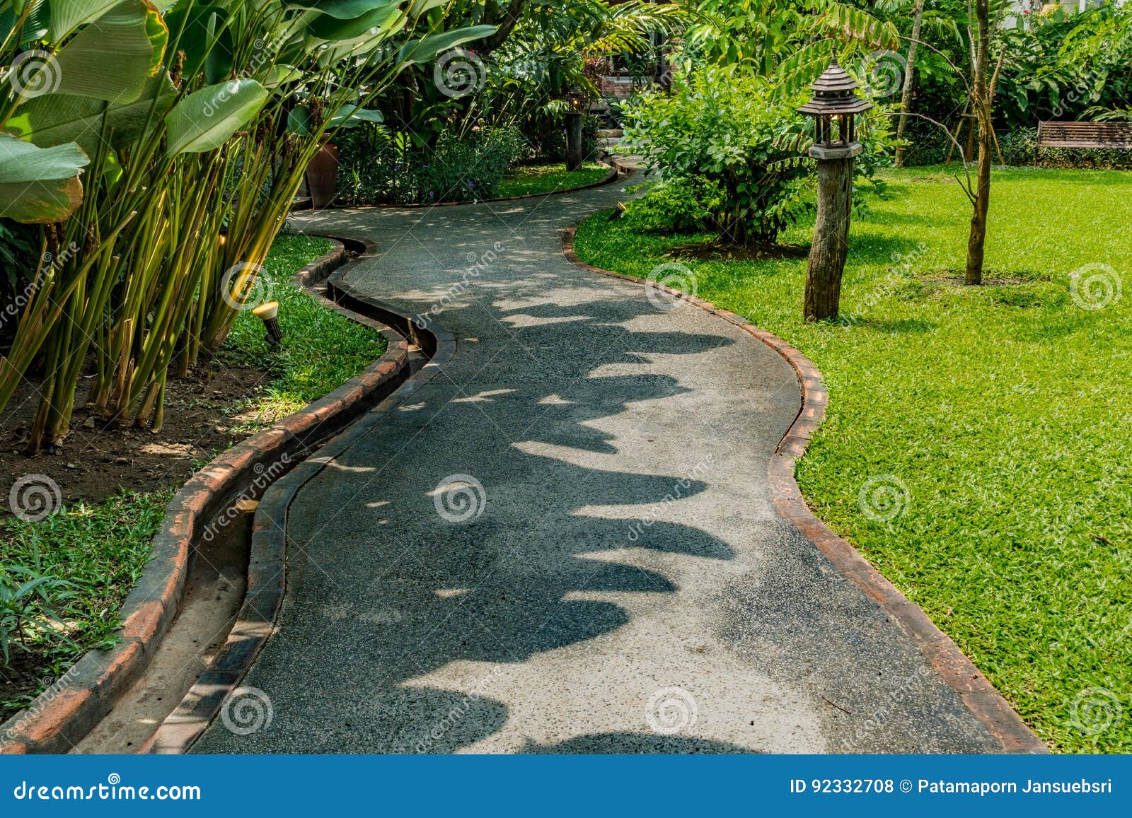 Concrete Pathway in the Park Stock Photo - Image of landscape, walkway ...