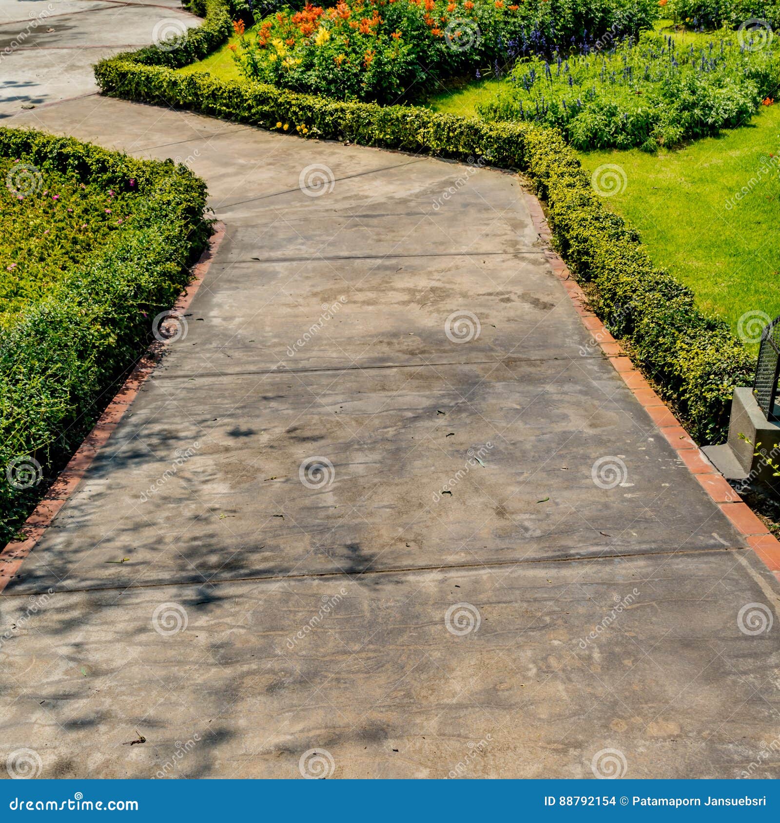 Concrete Pathway in park stock photo. Image of footpath - 88792154