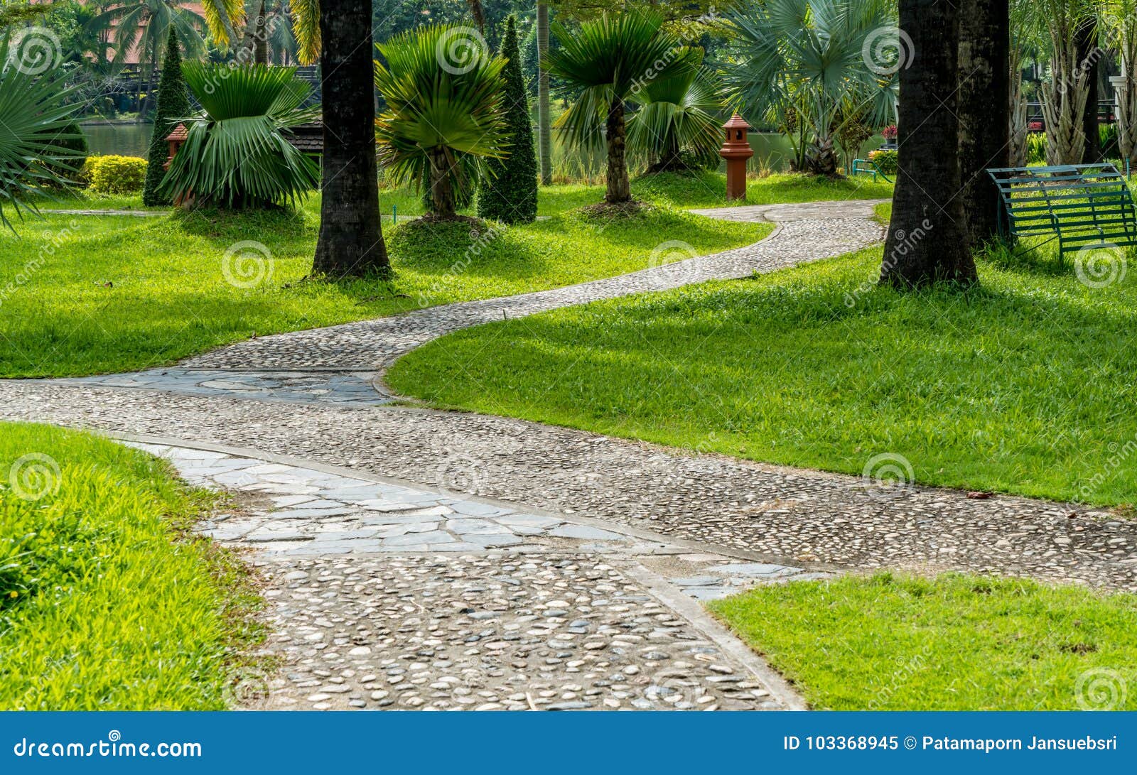 Concrete Pathway in the Park Stock Image - Image of scenic, pathway ...