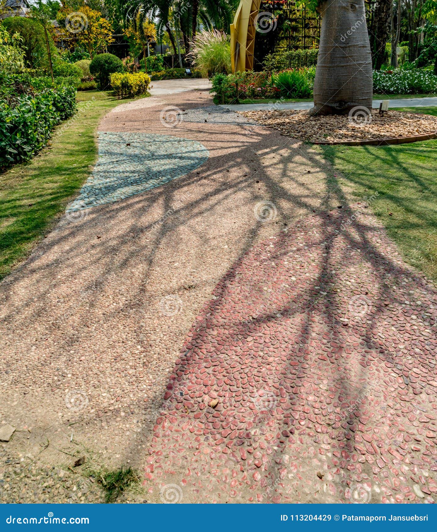 Concrete Pathway in the Park Stock Image - Image of path, pathway ...
