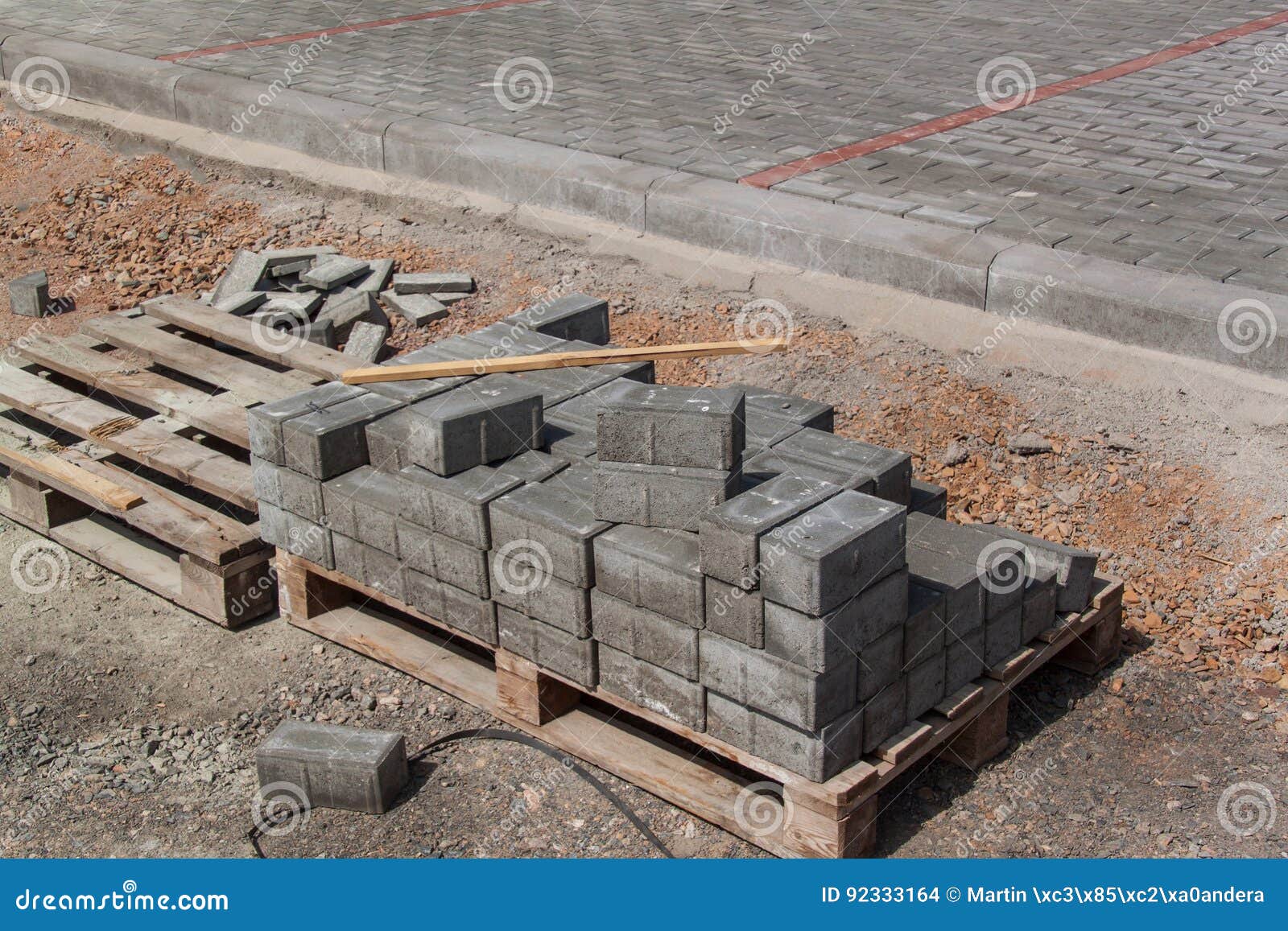 Concrete Pavement. Construction of a New Street. Roadwork. Stock Photo ...