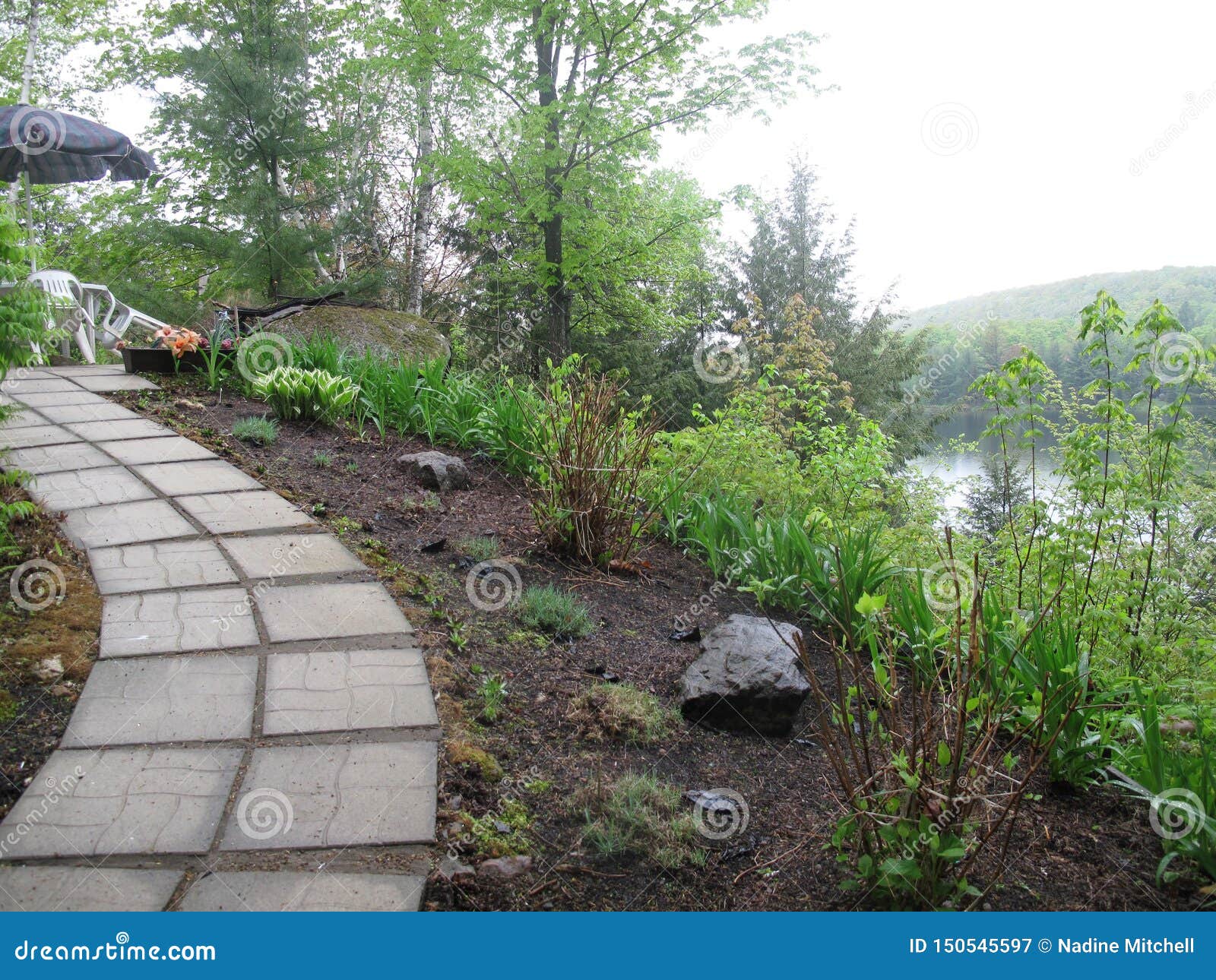 Concrete Pavers Along a Waterfront Path Stock Image - Image of pavers ...