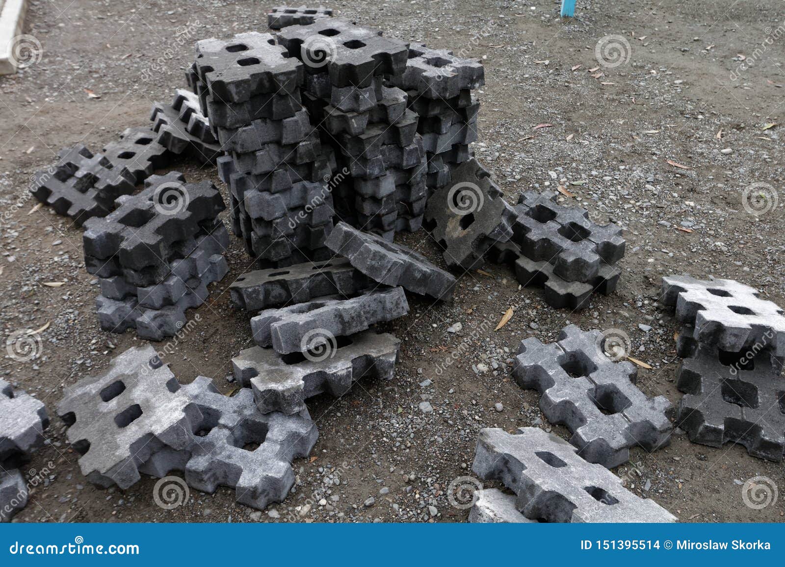 Concrete Paving Blocks O the Ground 1 Stock Photo - Image of left ...