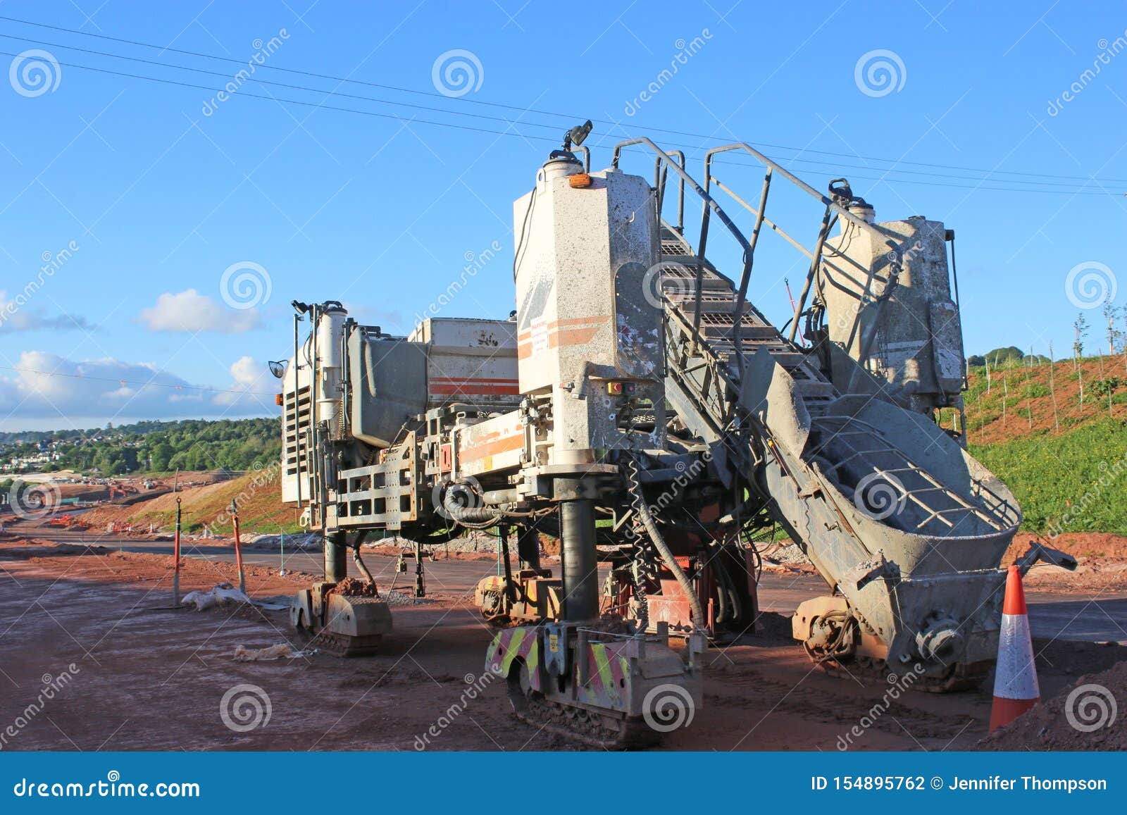 Concrete Paving machine stock photo. Image of bypass - 154895762