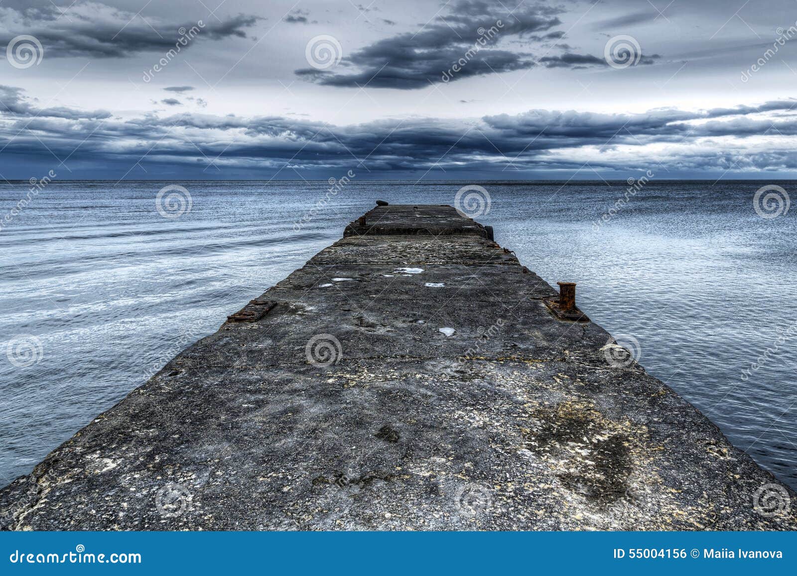 Concrete Pier and the Sea on the Eve of the Storm Stock Photo - Image ...