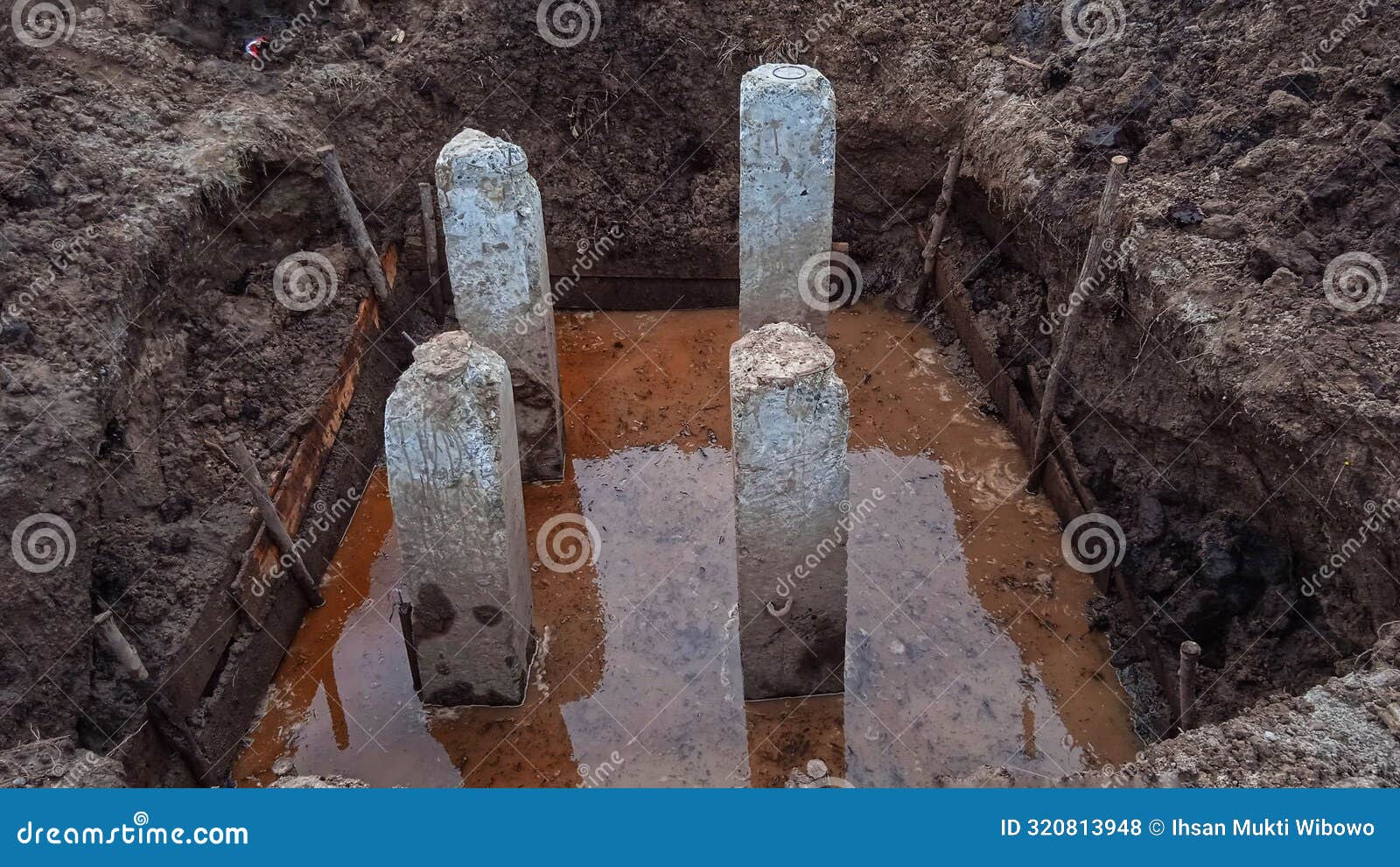 Concrete Pile at Construction Site Stock Photo - Image of horizontal ...