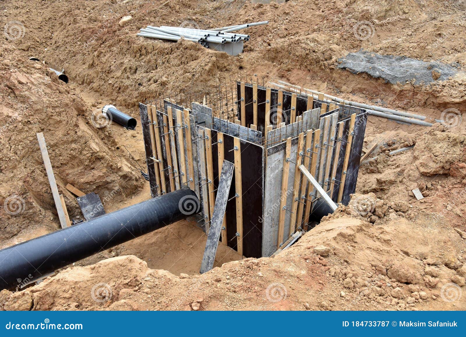 Concrete Pile in Formwork Frame for Construct Stormwater and ...