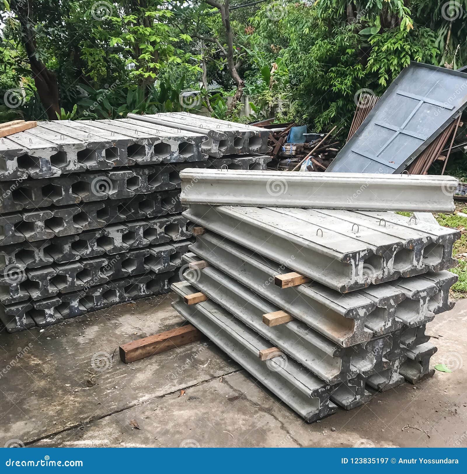 Concrete Pile for House Building Foundation Stock Image - Image of ...