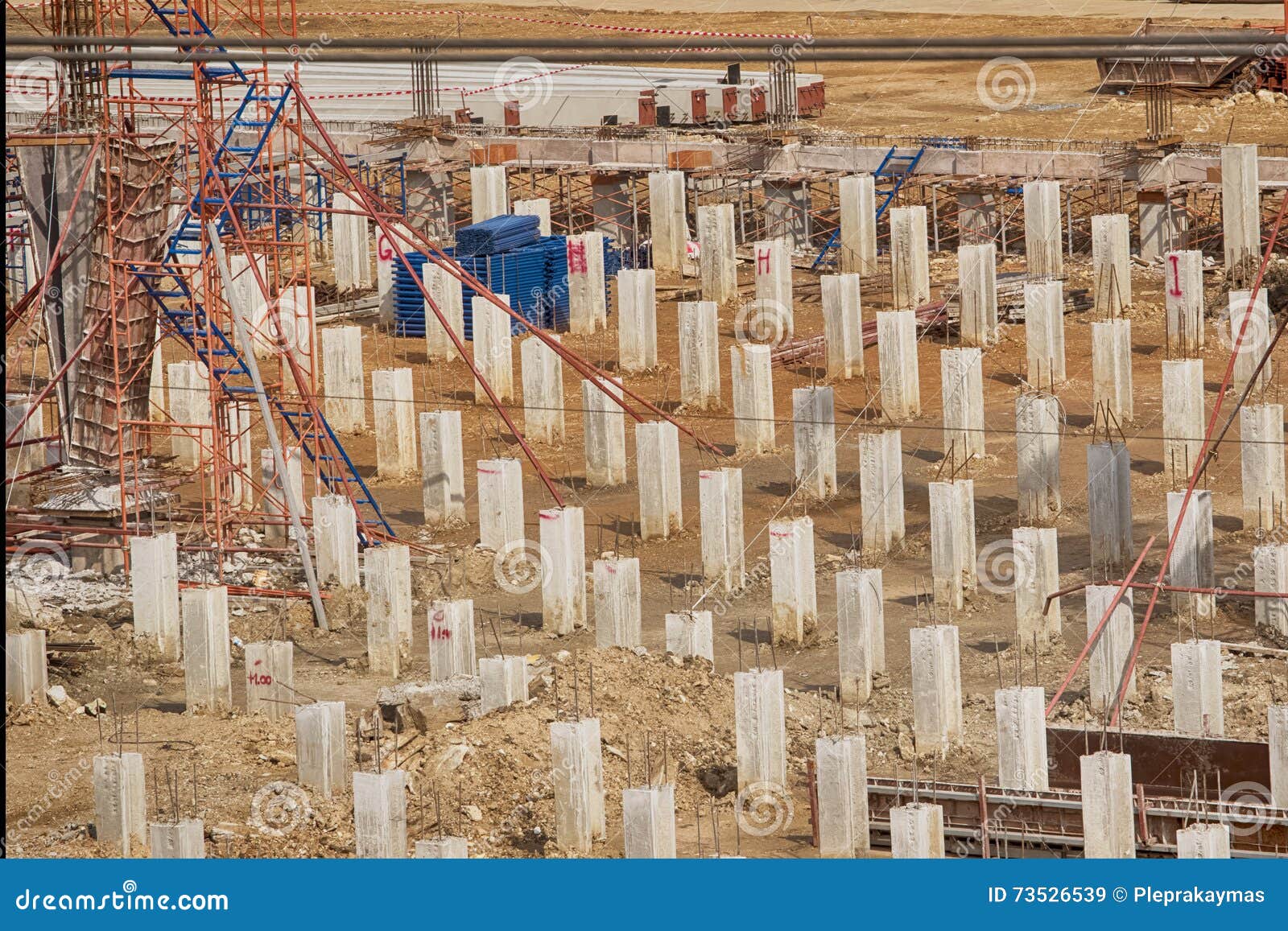 Concrete Piles at a Construction Site Stock Image - Image of work ...