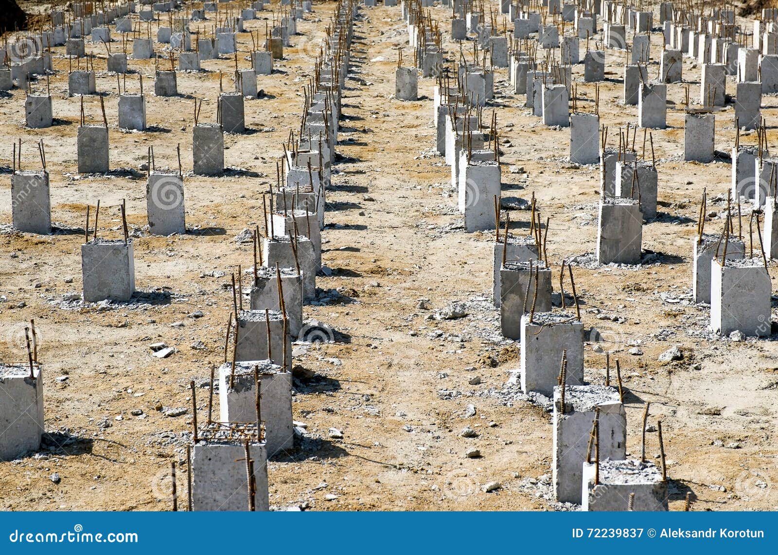 Concrete Piles at a Construction Site Stock Image - Image of equipment ...