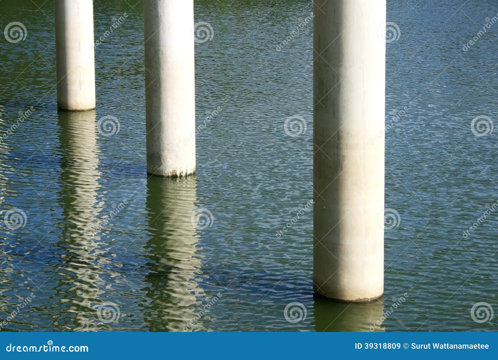 Concrete piles in water stock image. Image of structure - 39318809