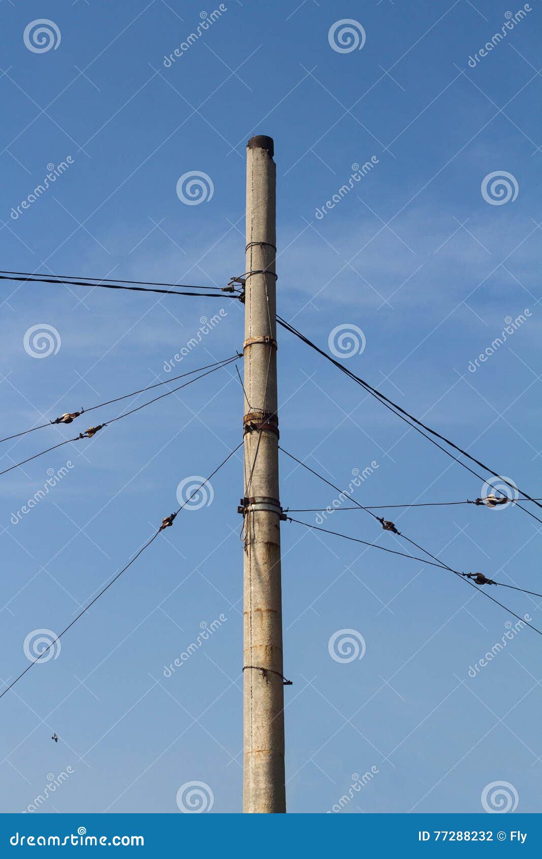 Concrete Pillar Anchored with Steel Cables Stock Photo - Image of ...