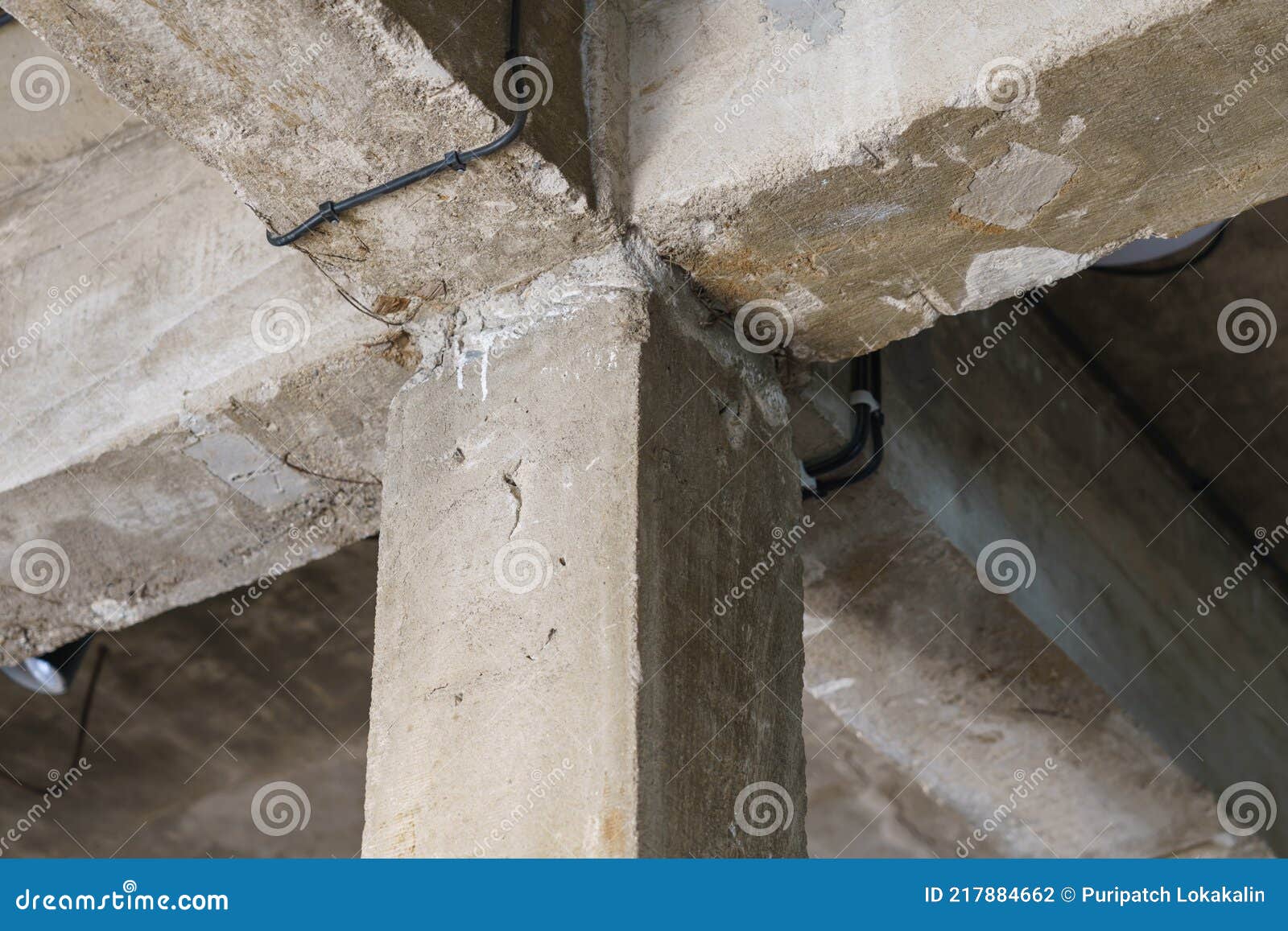 A Concrete Pillar that Connect To the Beams of the House Stock Photo ...