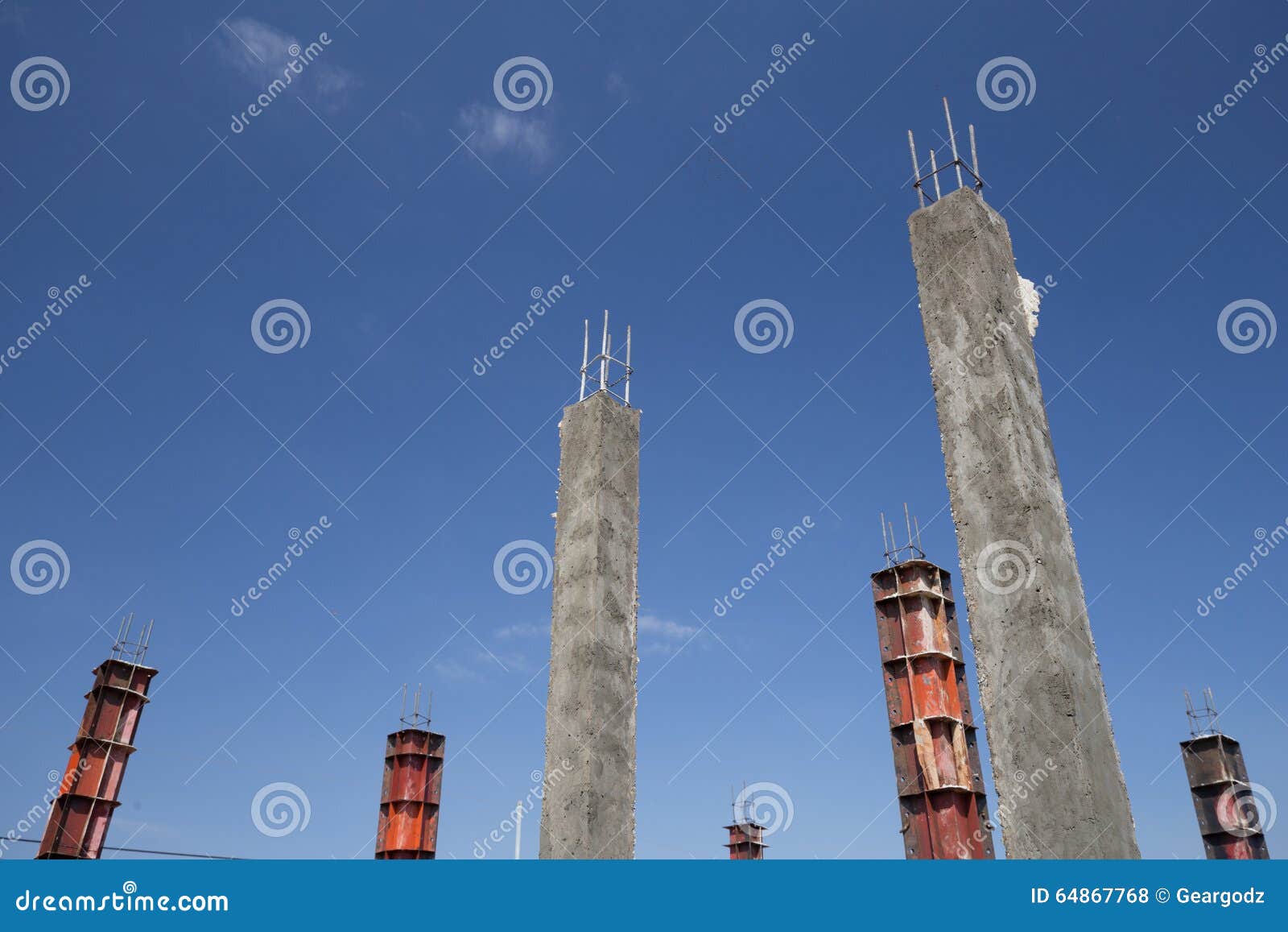 Concrete Pillar Construction Stock Photo - Image of bars, engineering ...