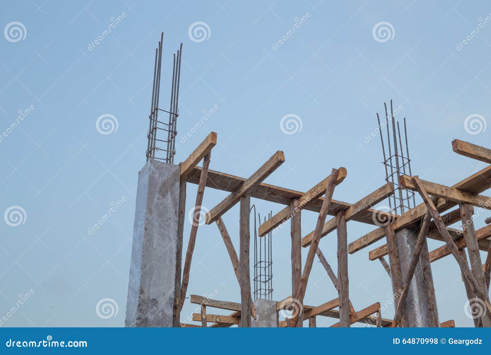 Concrete Pillar Construction Stock Photo - Image of engineering, metal ...