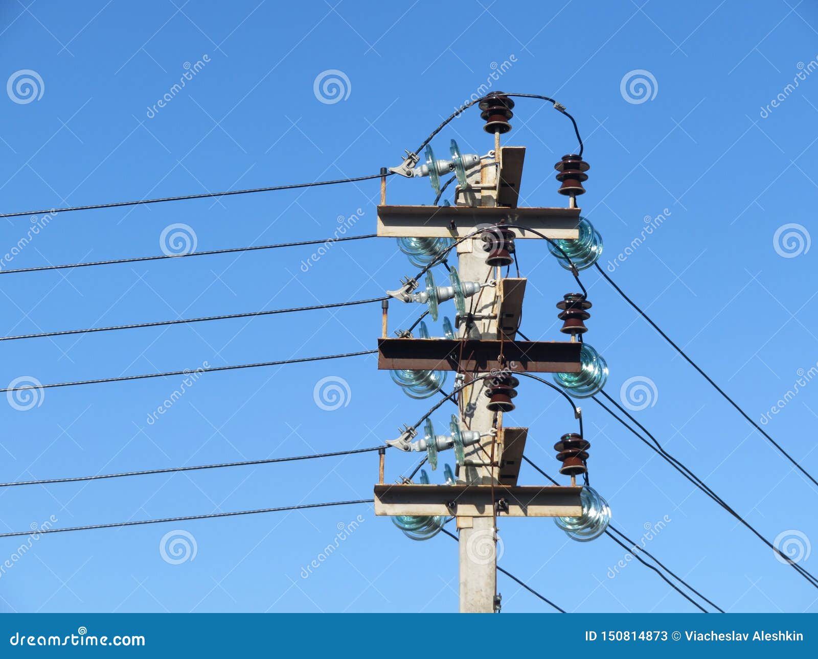 Concrete Pillar with Insulators Stock Image - Image of industry ...