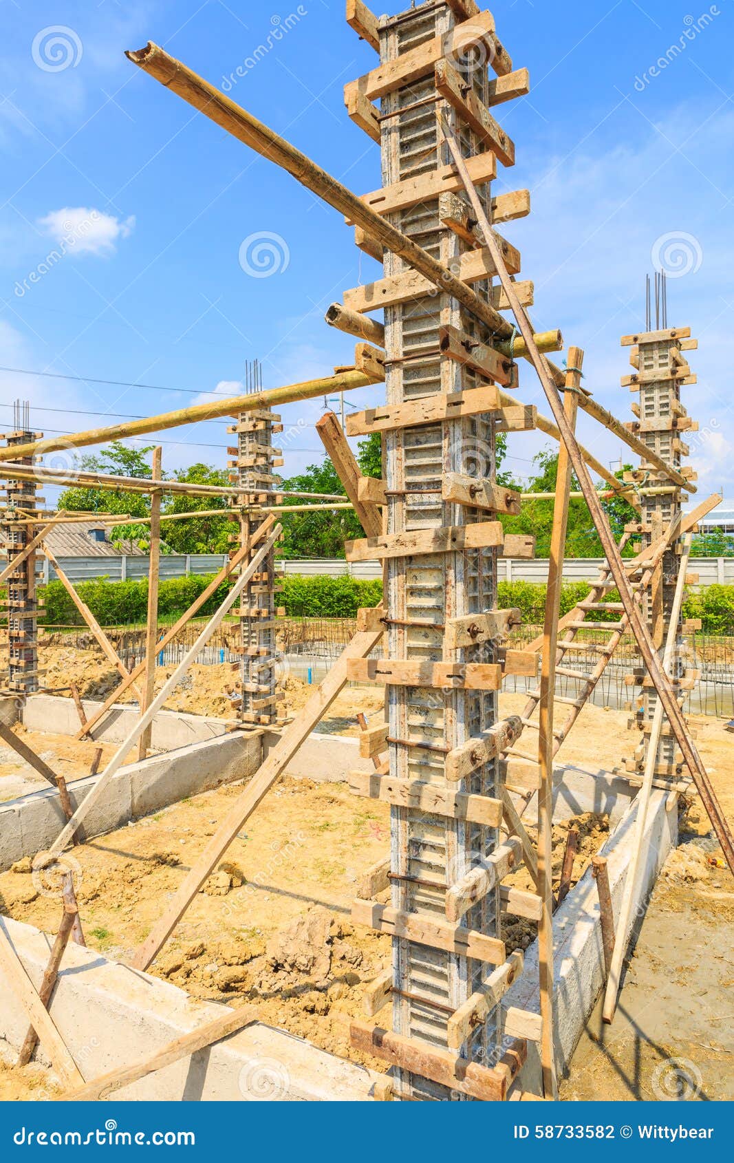 Concrete Pillar Mold for House Construction Stock Photo - Image of pole ...