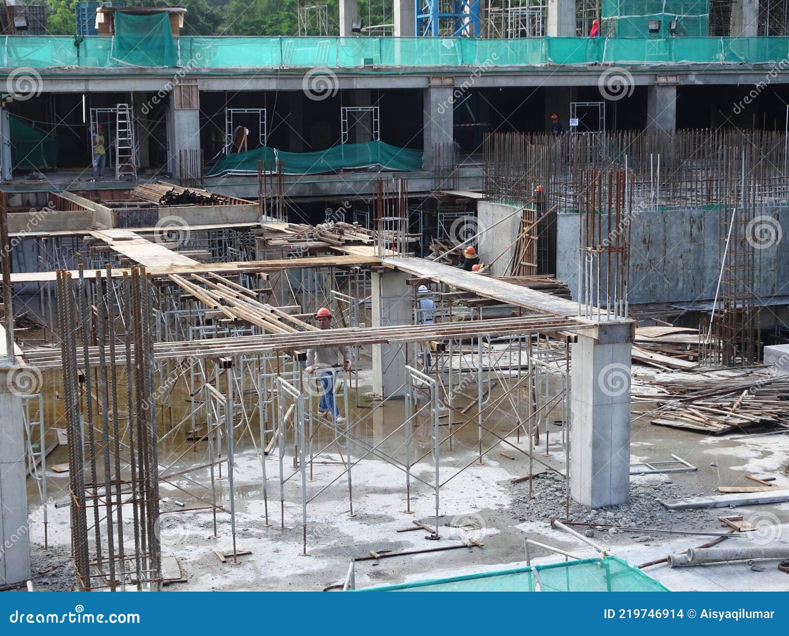 The Concrete Pillar Structure is Under Construction at the Construction ...