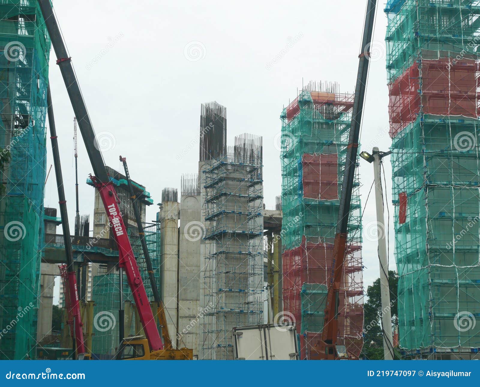 The Concrete Pillar Structure is Under Construction at the Construction ...