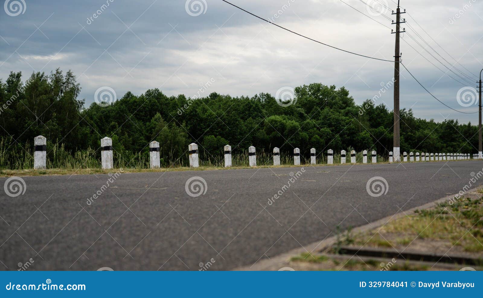 Concrete Pillars Along the Road Stock Image - Image of pedestrian ...