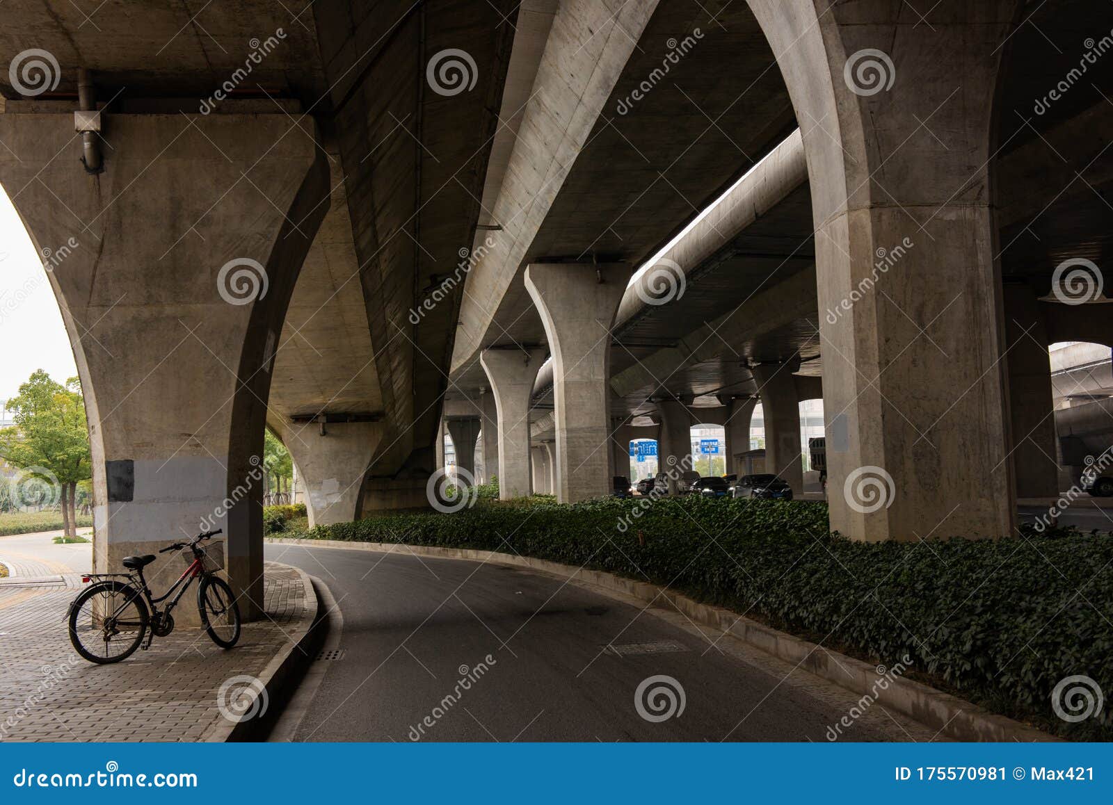Concrete Pillars are the Foundation for Major Highway Stock Image ...