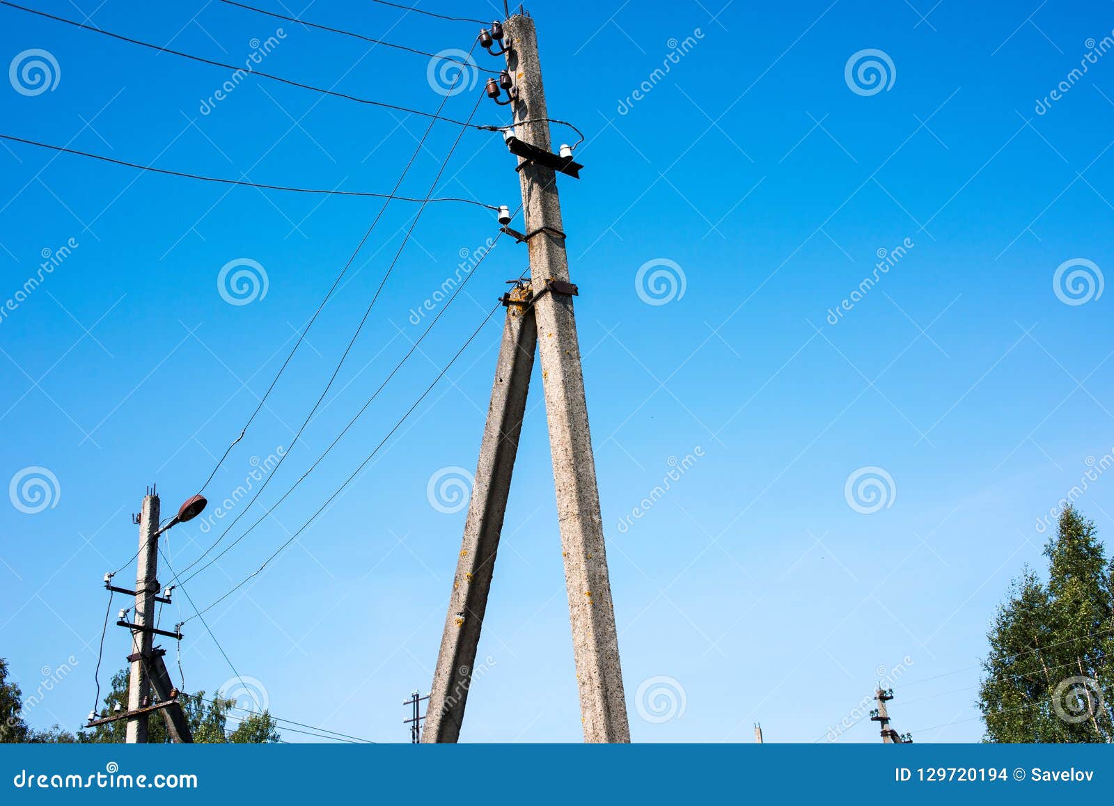Concrete Pillars of High Voltage Network Stock Photo - Image of high ...