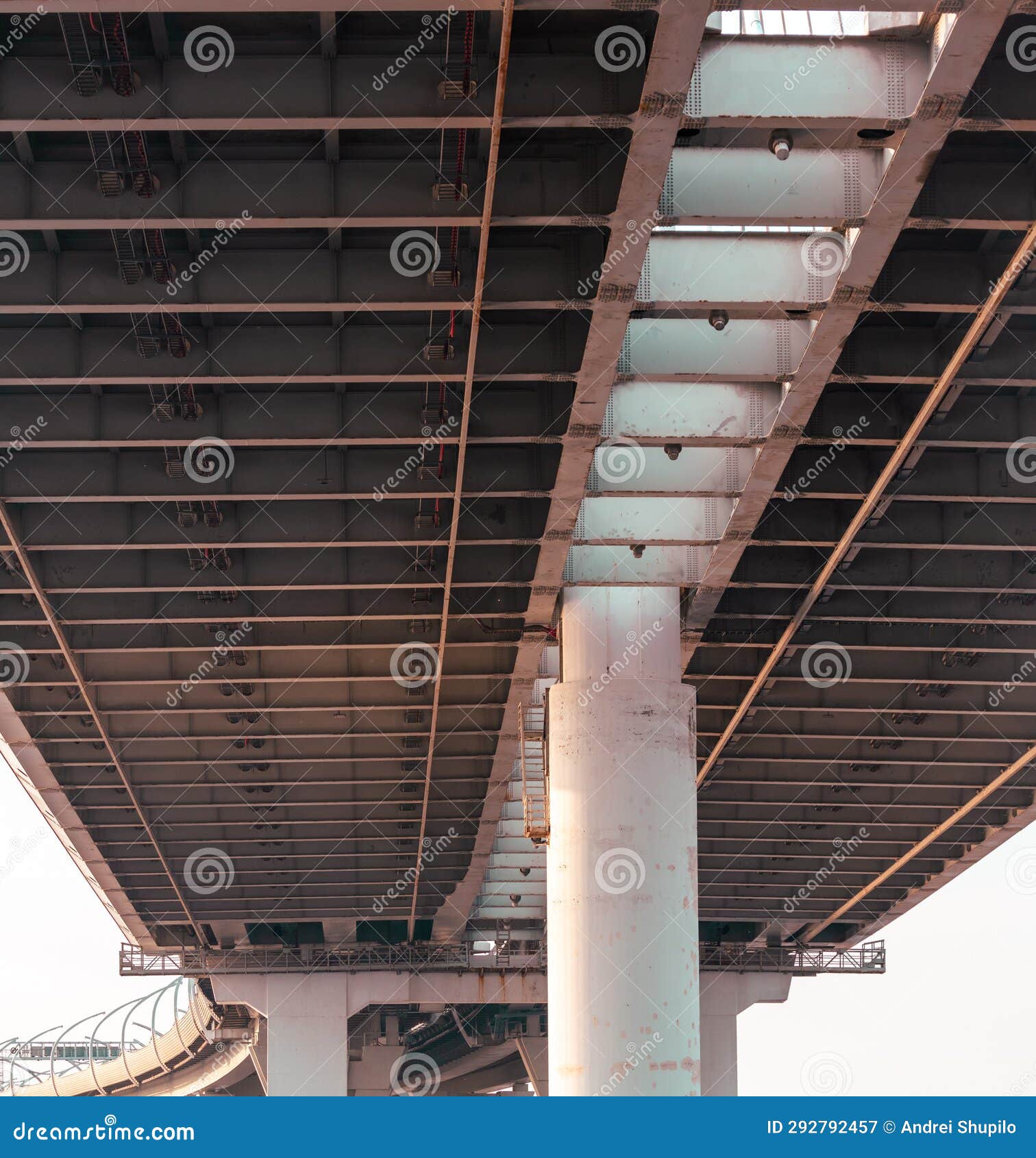Concrete Pillars of a Large Bridge. Bottom View Stock Image - Image of ...