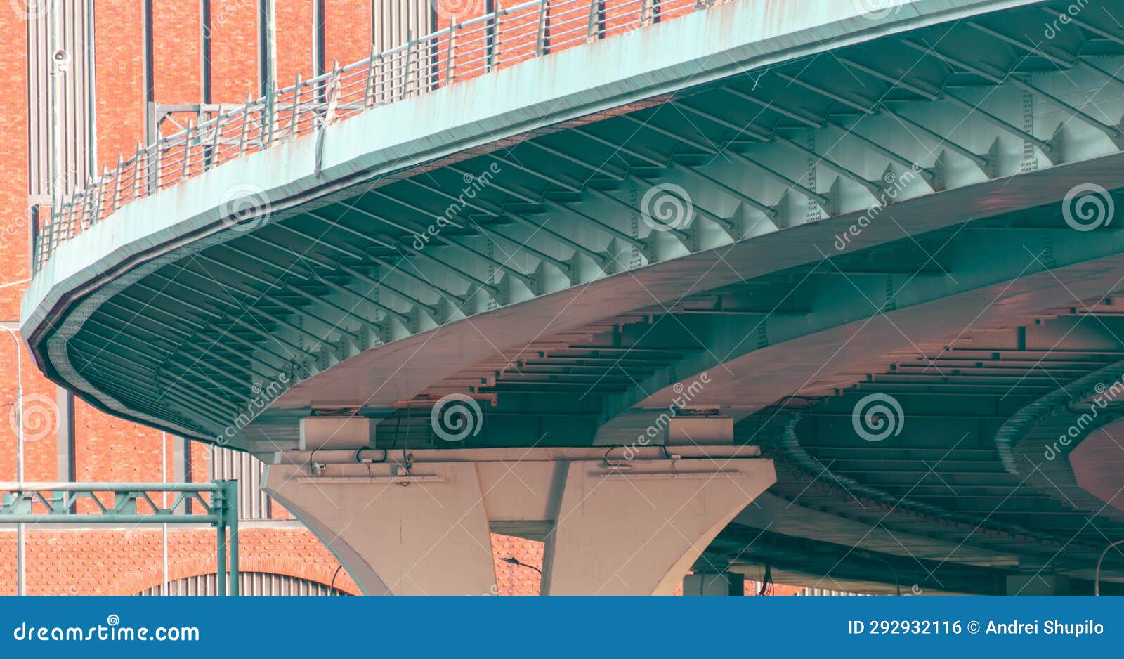 Concrete Pillars of a Large Bridge. Bottom View Stock Photo - Image of ...