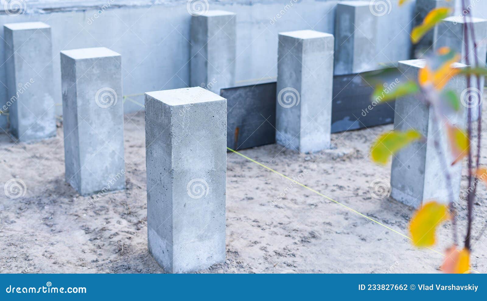 Concrete Pillars Poured for the Construction of the Terrace Frame Stock ...