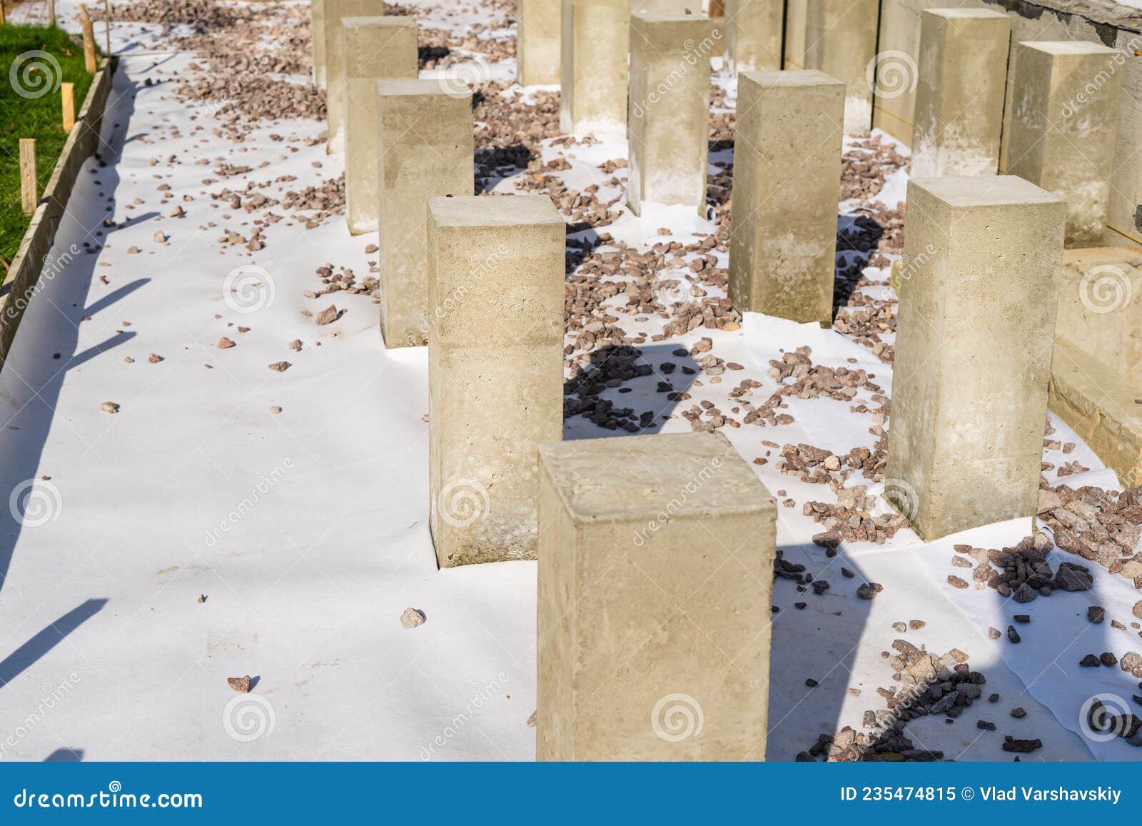 Concrete Pillars Poured for the Construction of the Terrace Frame Stock ...