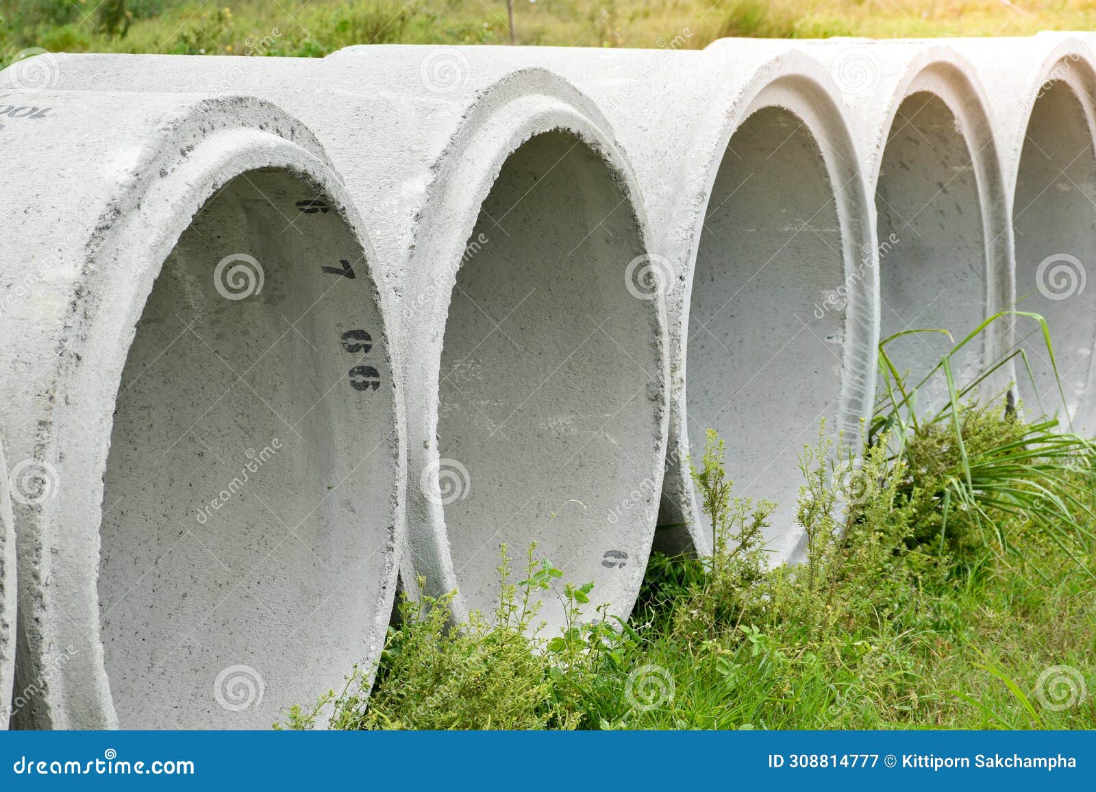 Concrete Pipe Circle Shape for Concept of Construction Work and ...