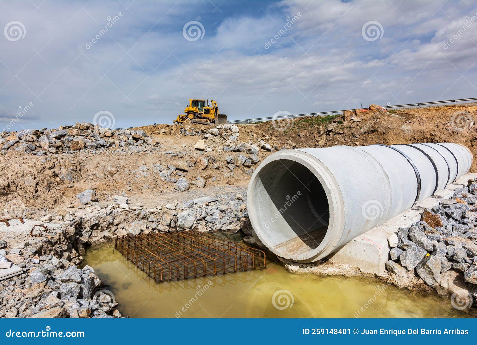 Concrete Pipe for Highway Construction Works Stock Image - Image of ...