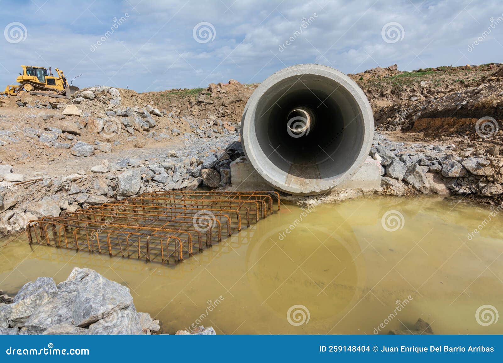 Concrete Pipe for Highway Construction Works Stock Photo - Image of ...