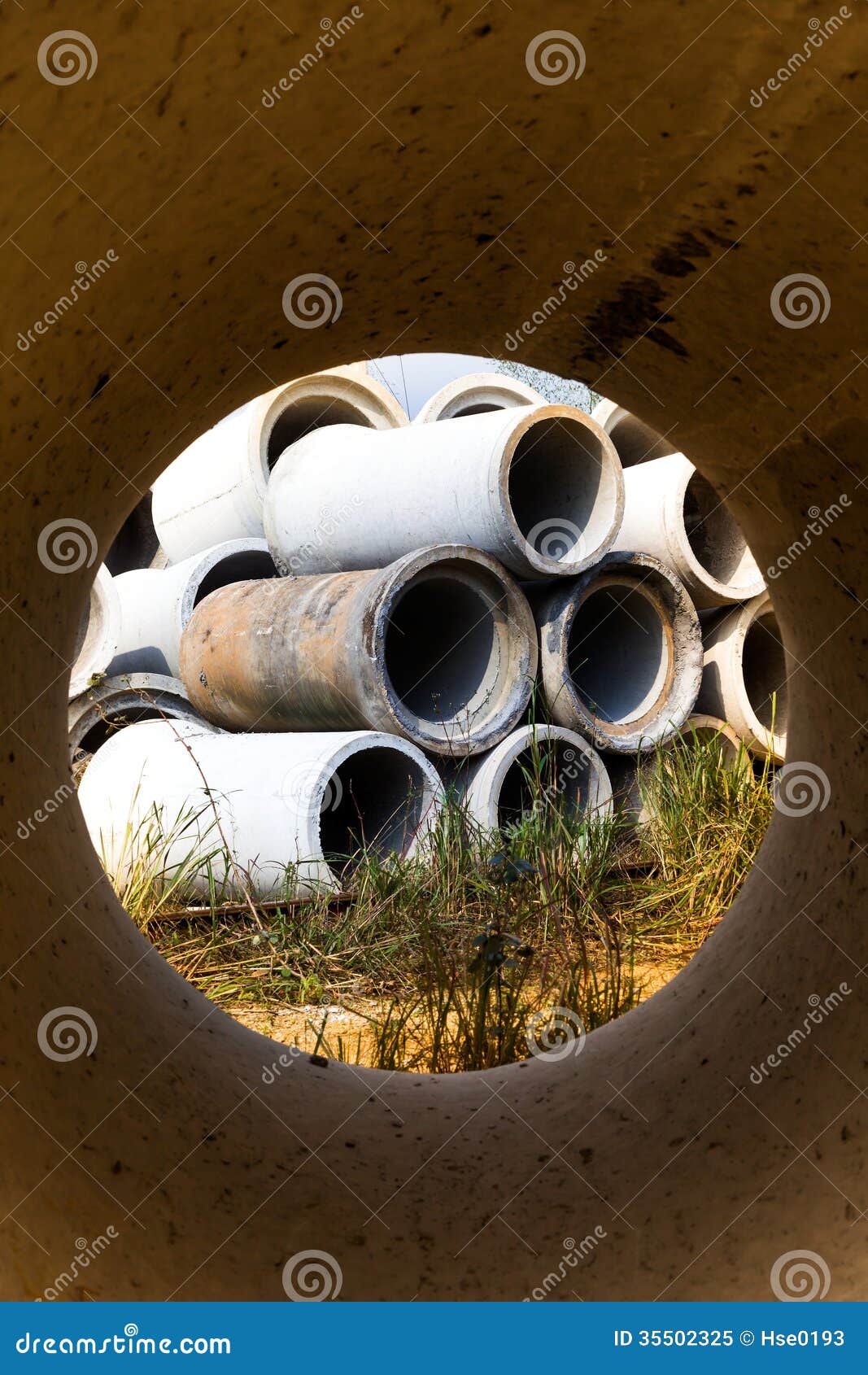 Concrete Pipe Cover On Lawn. Lawn Septic Tank Concrete Manhole Cover ...