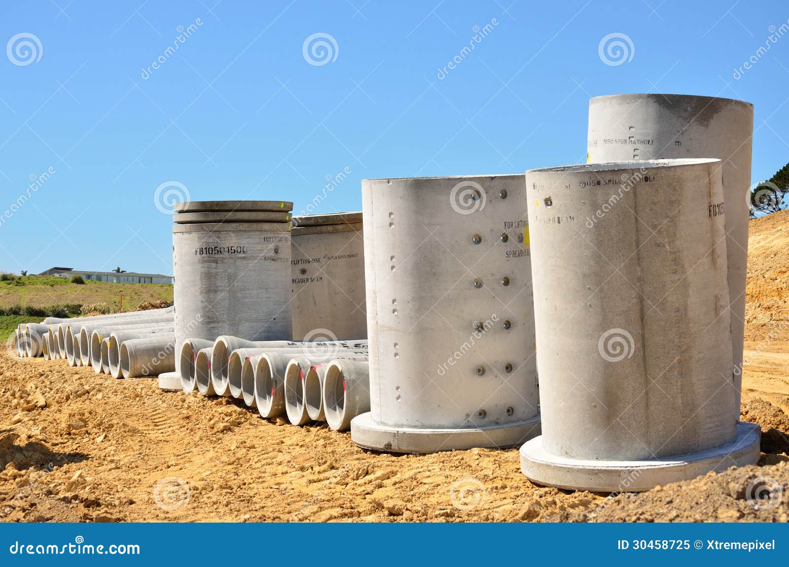 Concrete pipes stock image. Image of stones, sand, pipes - 30458725