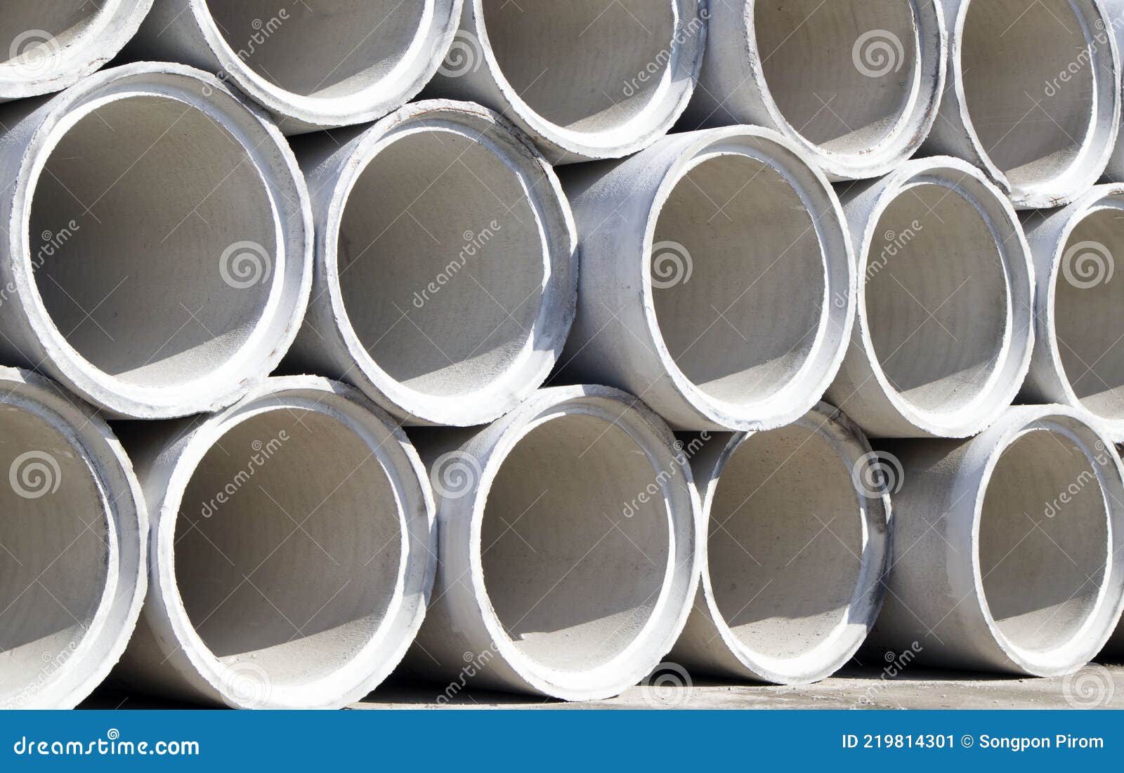 Concrete pipes stock image. Image of pile, background - 219814301