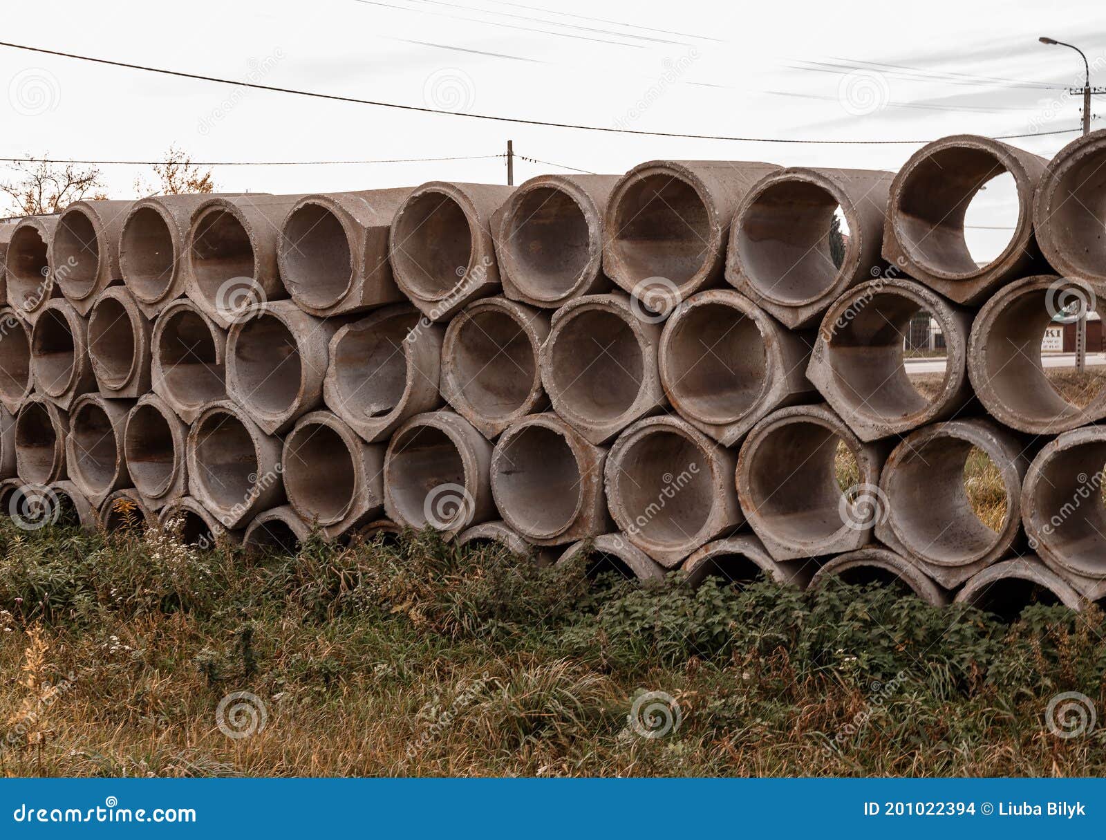 Concrete Pipes. the Texture is Round Gray. Materials for Construction ...