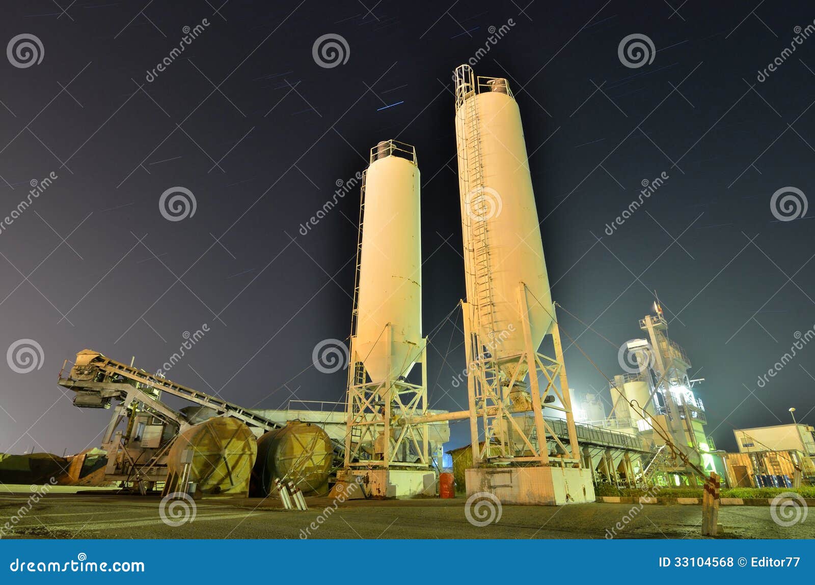 Cement factory by night stock photo. Image of gravel - 33104568