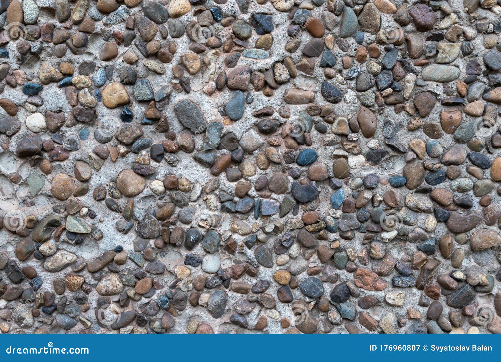 Concrete Plaster Interspersed with Many Smooth River Stones. Decorative ...