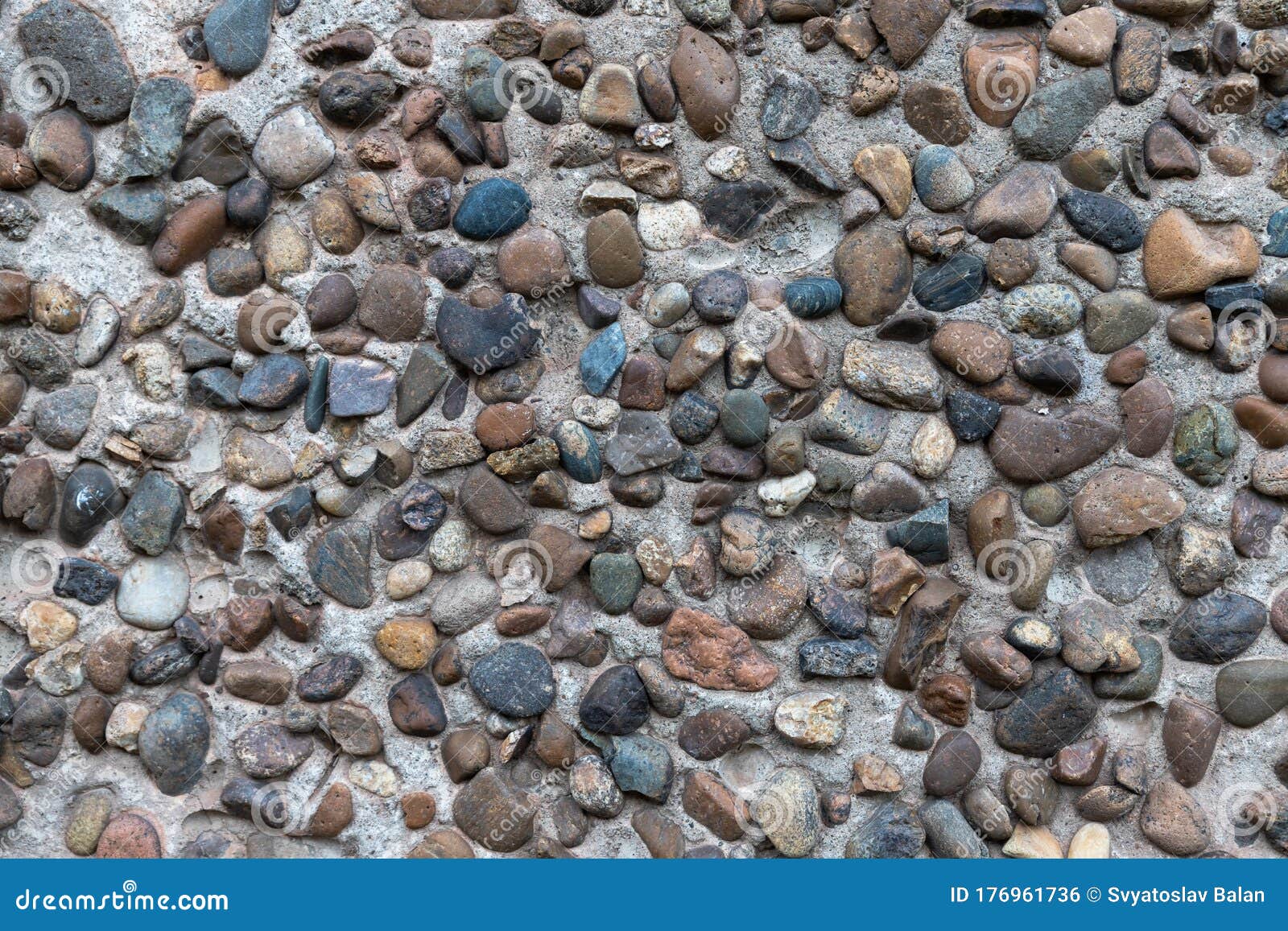 Concrete Plaster Interspersed with Many Smooth River Stones. Decorative ...