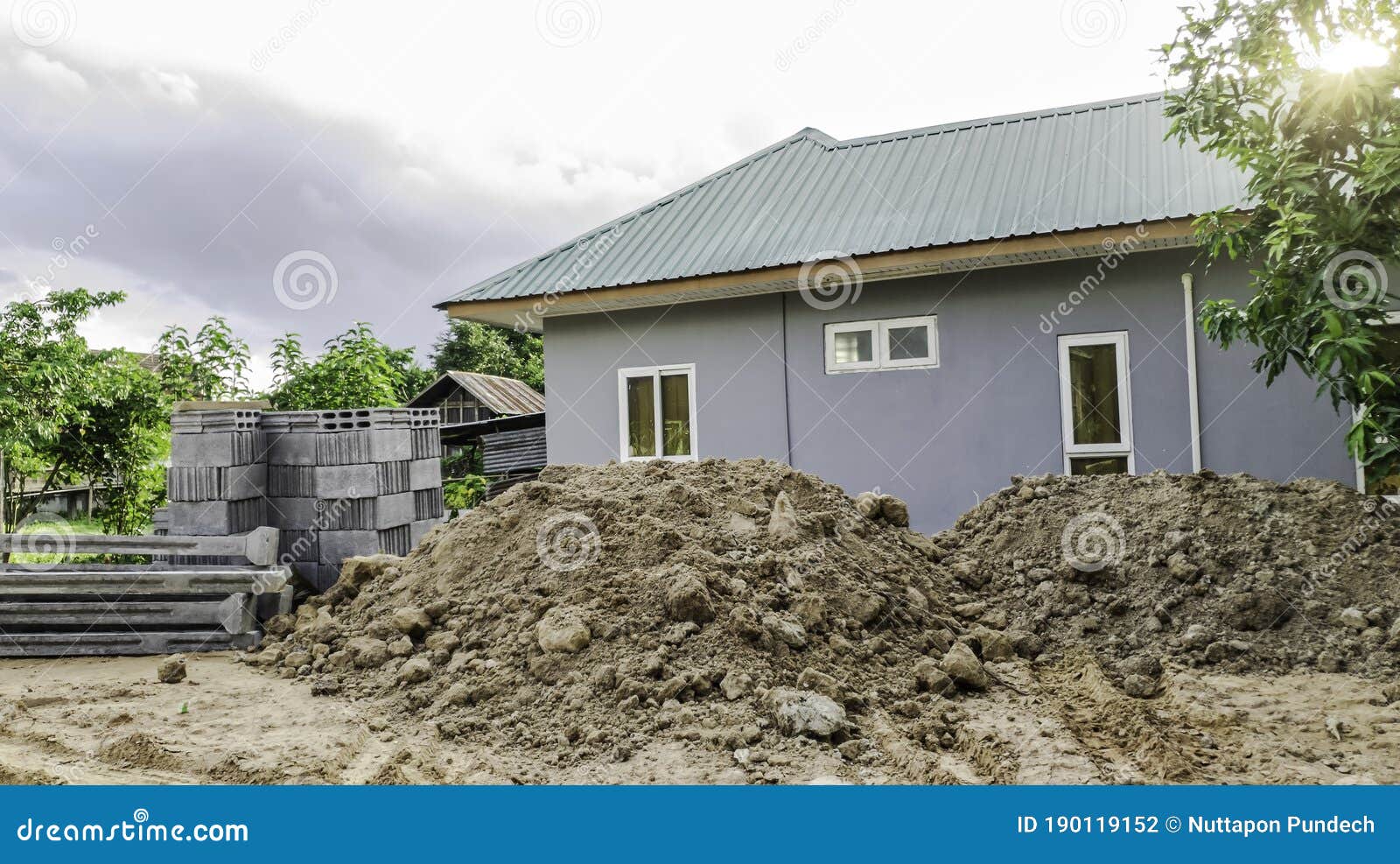 Concrete Pole and Bricks for Home Construction Stock Photo - Image of ...