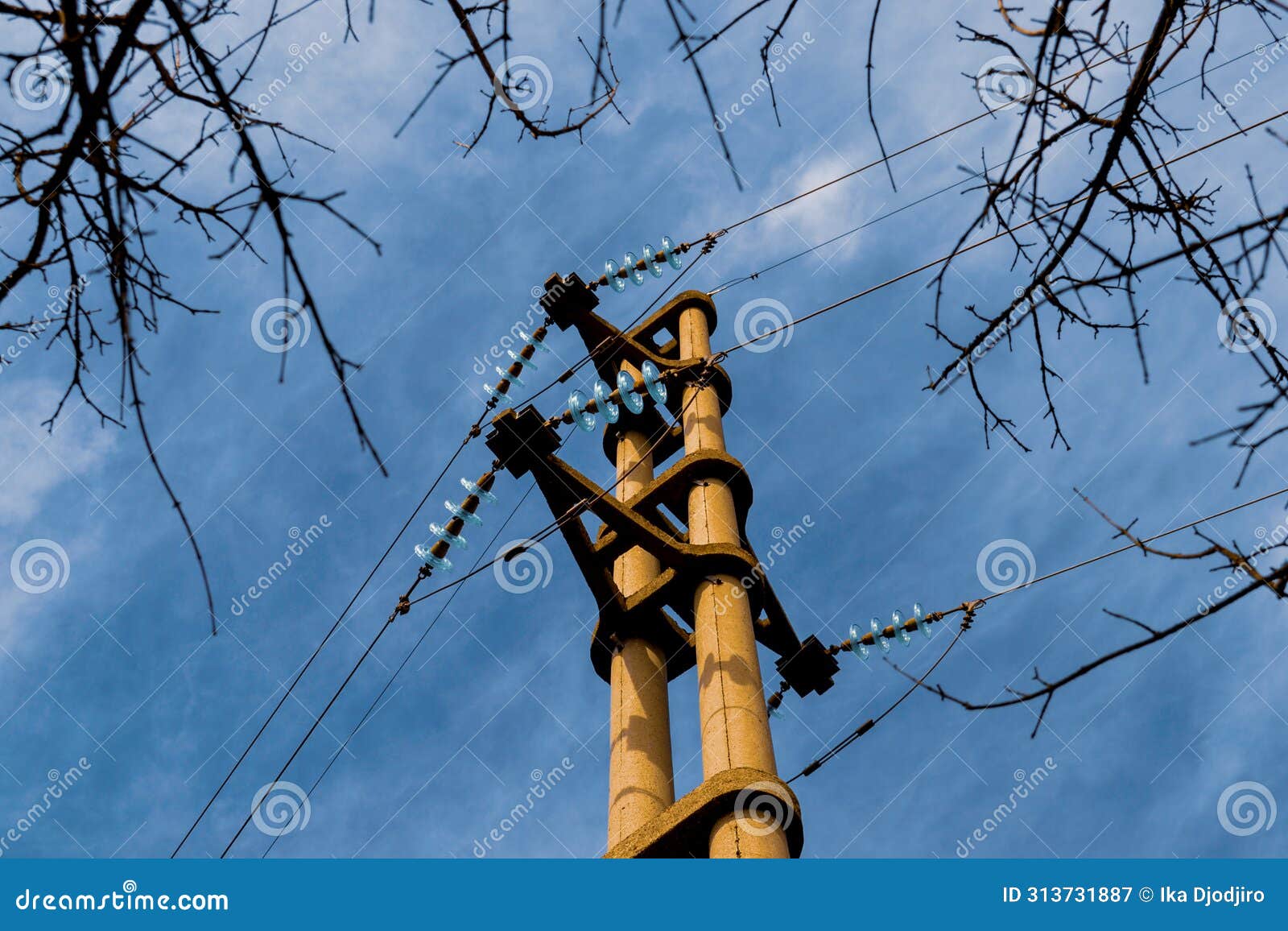 Concrete Pole for Electricity Transmission Stock Image - Image of lines ...